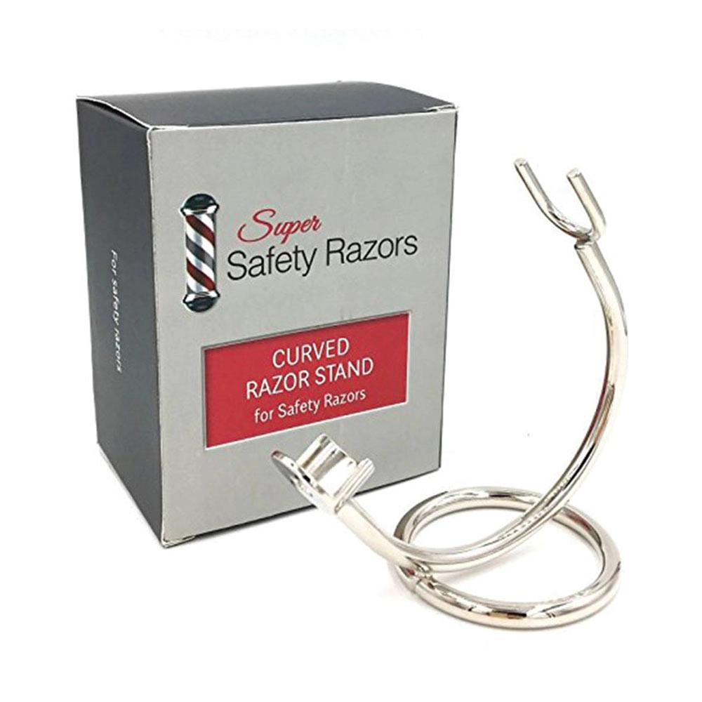Curved Chrome Razor Stand for Safety Razors - Wish4Blades