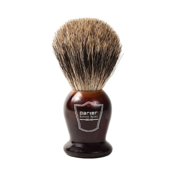 Parker Pure Badger Shaving Brush with Faux Tortoise Handle - Wish4Blades