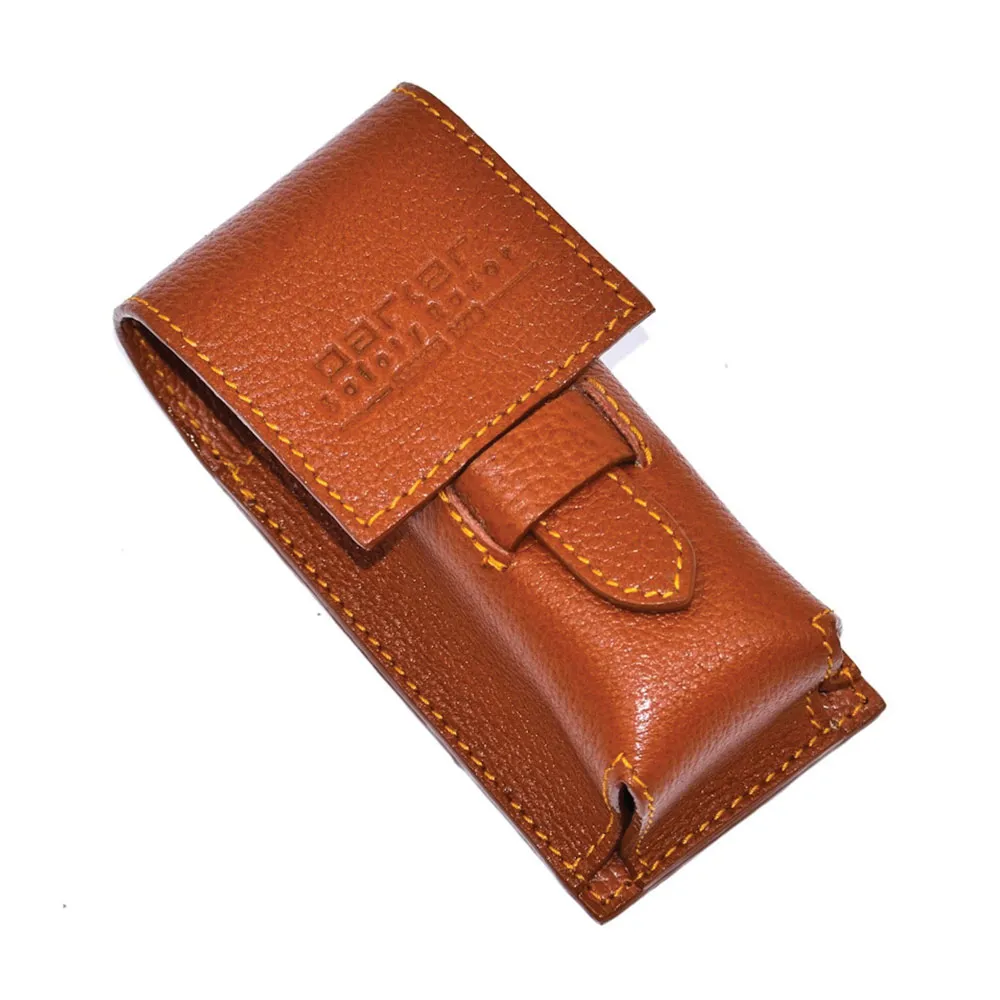 Parker Saddle Brown Leather Shaving Brush Case - Wish4Blades